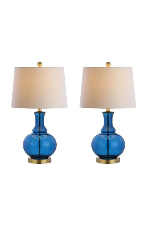 JONATHAN Y Lavelle 25" Glass Led Table Lamp - Cobalt Blue