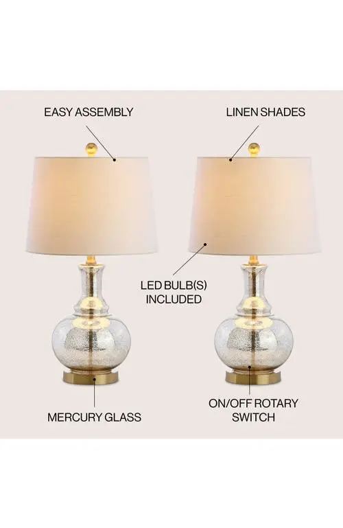 JONATHAN Y Lavelle 25" Glass Led Table Lamp - Mercury Silver