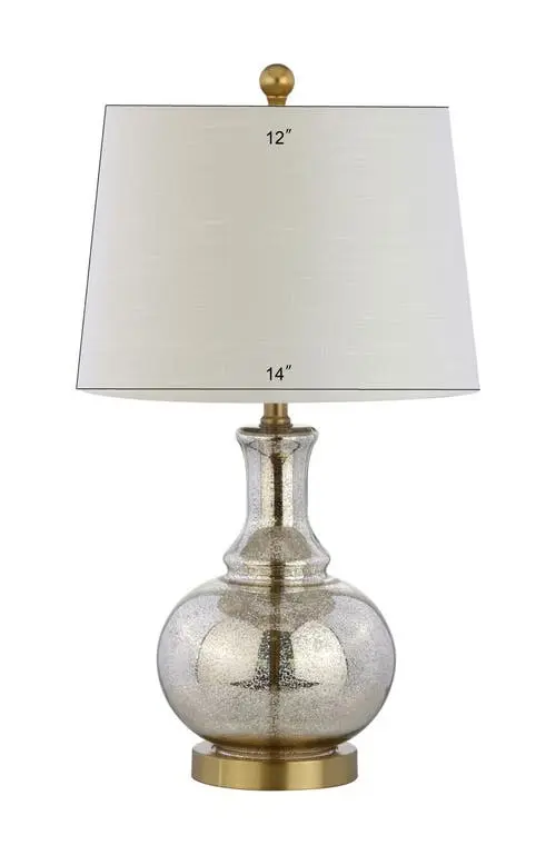 JONATHAN Y Lavelle 25" Glass Led Table Lamp - Mercury Silver