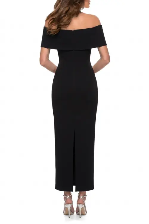 POPILUSH Off-the-shoulder Shapewear Column Maxi Dress - Jet