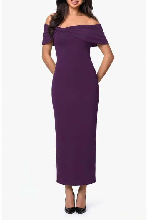 POPILUSH Shapewear Off-the-shoulder Column Maxi Dress - Violet