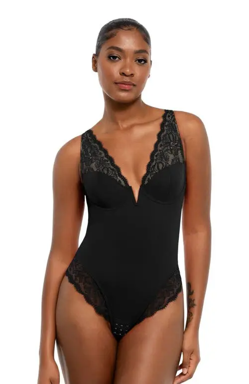 POPILUSH Sculpting Lace Bodysuit - Midnight Black