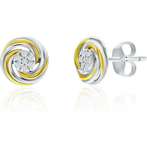 DONATELLO GIAN Name' Two-tone Crystal Swirl Earrings - Silver