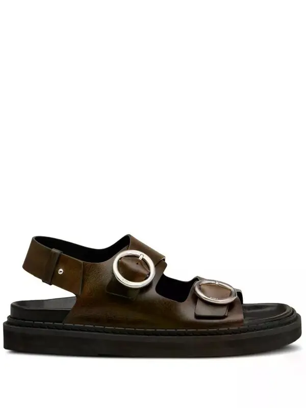 AMI Paris Fussbet Leather Sandals - Brown