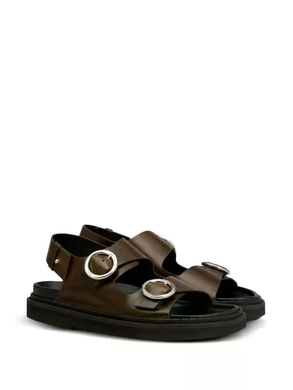 AMI Paris Fussbet Leather Sandals - Brown