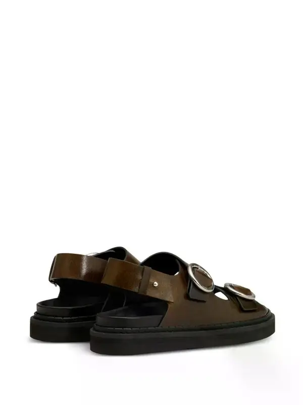 AMI Paris Fussbet Leather Sandals - Brown