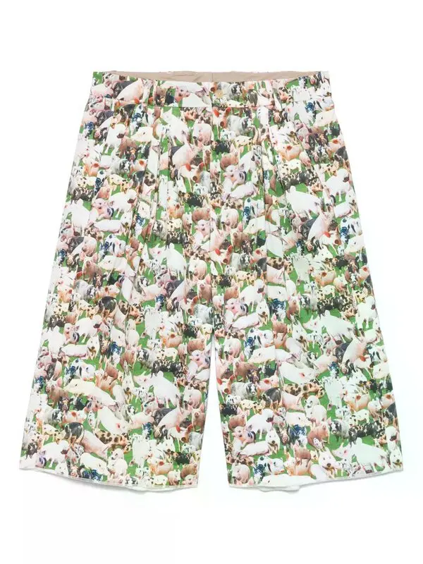 BLESS Pigs-print Pleated Shorts