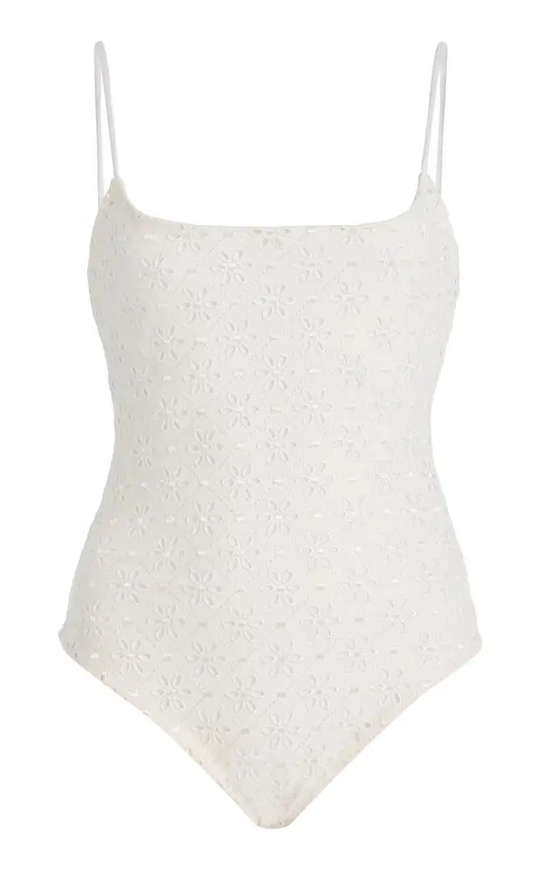 JUILLET Imey Broderie Anglaise One-piece Swimsuit - White