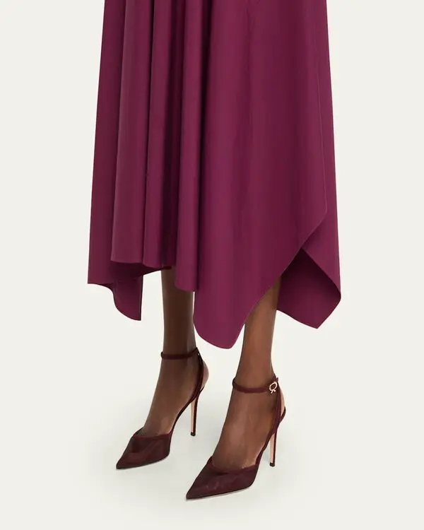 GIANVITO ROSSI Suede Organza Ankle-strap Pumps