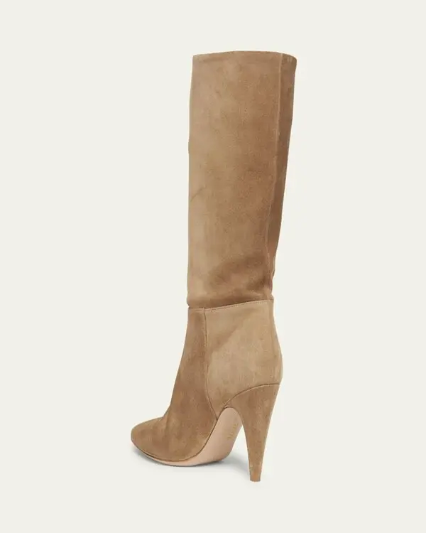 GIANVITO ROSSI Slouchy Suede Mid-calf Boots - Camel