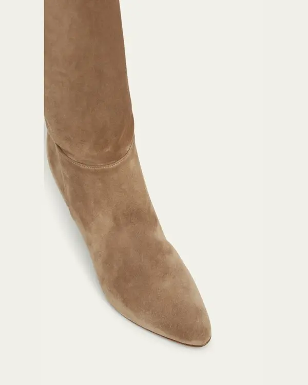 GIANVITO ROSSI Slouchy Suede Mid-calf Boots - Camel
