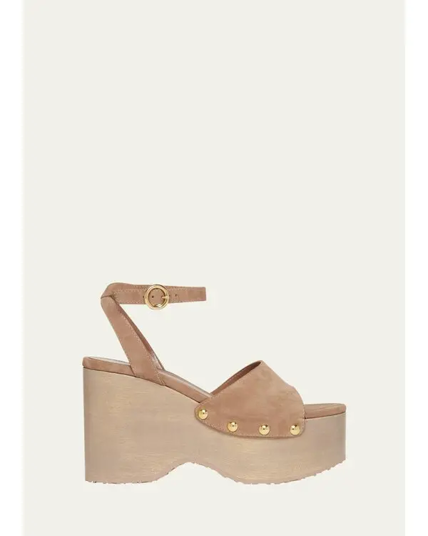 GIANVITO ROSSI Suede Ankle-strap Platform Sandals - Beige