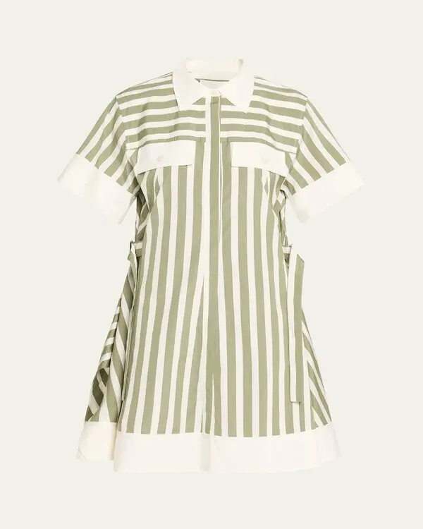 3.1 Phillip Lim Stripe Short-sleeve Shirt Dress - Thyme Multi