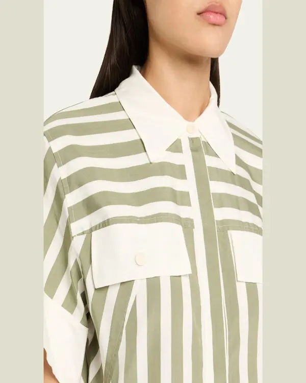 3.1 Phillip Lim Stripe Short-sleeve Shirt Dress - Thyme Multi