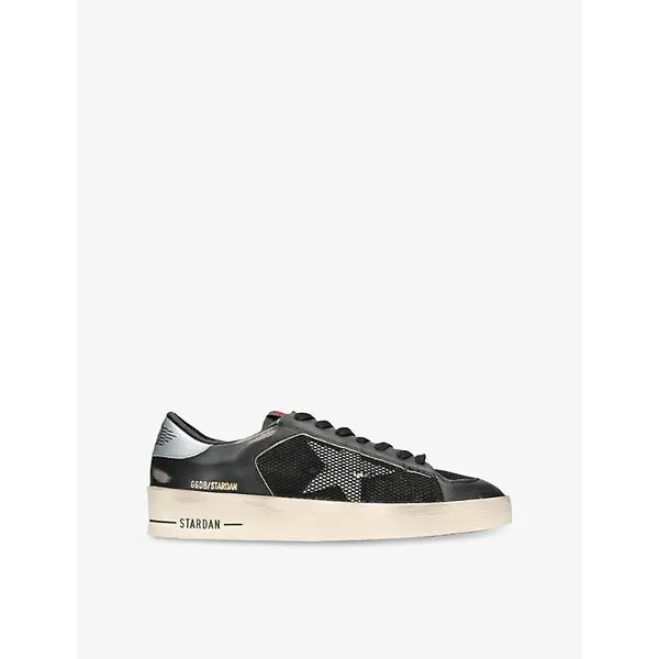 GOLDEN GOOSE Stardan Mesh And Leather Low-top Trainers - Silver Com