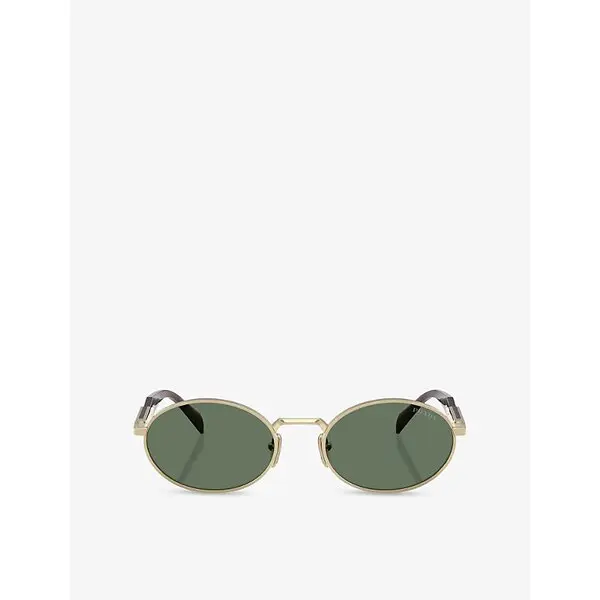 Prada 65zs Oval-frame Sunglasses - Gold