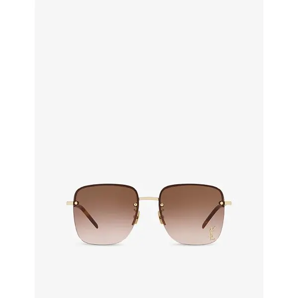 Saint Laurent Sl312 M Square-frame Metal Sunglasses - Gold
