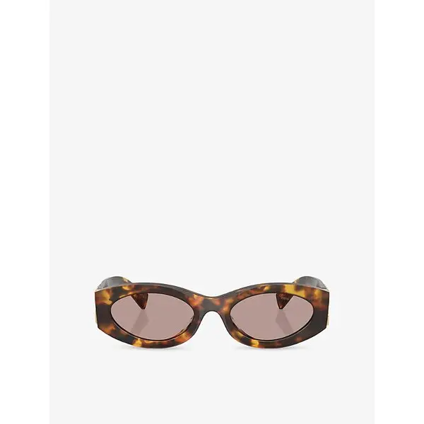 Miu Miu 11ws Oval-shape Sunglasses - Brown