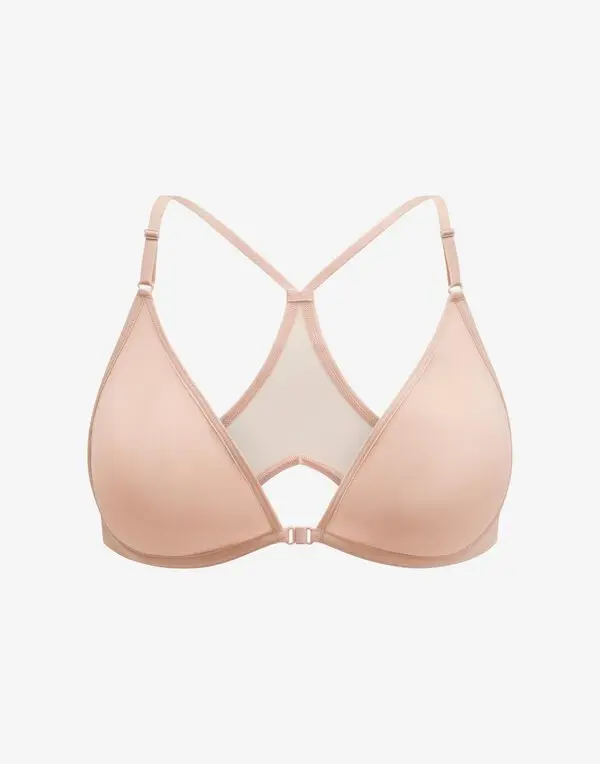 THIRDLOVE Bare Mesh Front Close Racerback Bra - Rose Dust