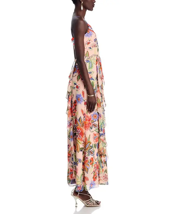 eliza j floral cascade ruffle long sleeve dress Eliza J Women's Long Sleeve Cascade Ruffle Dress - Blue - Size 6