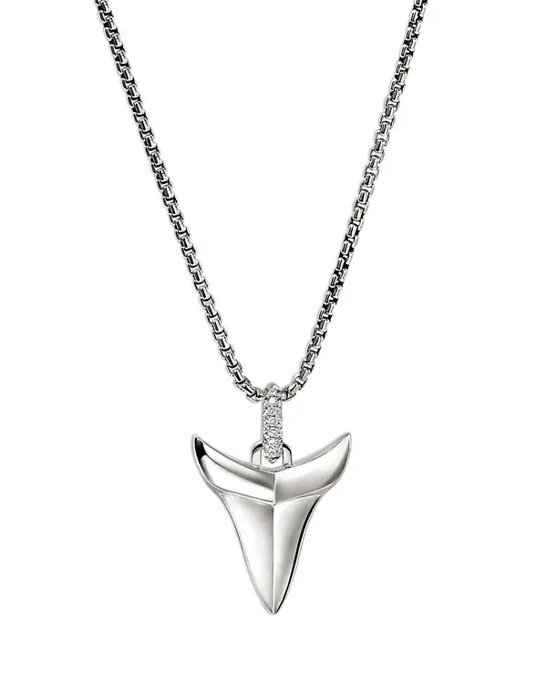 John Hardy Modern Talisman Diamond Shark Tooth Pendant Necklace - Silver