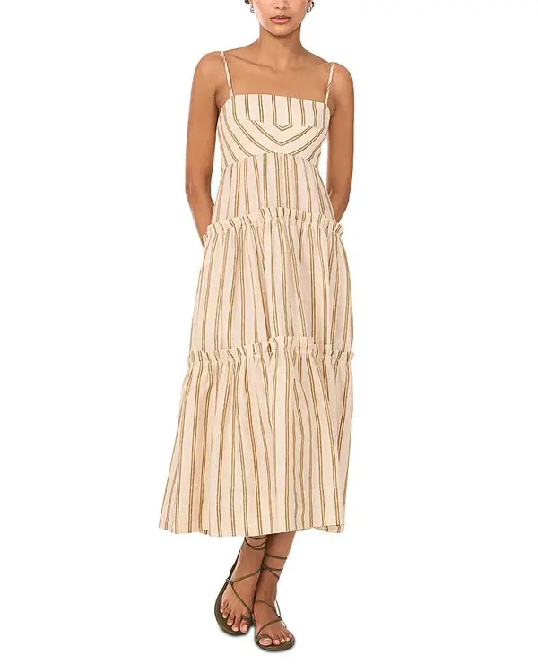 1.State Square Neck Tiered Dress In Sand - 64% Off | Editorialist