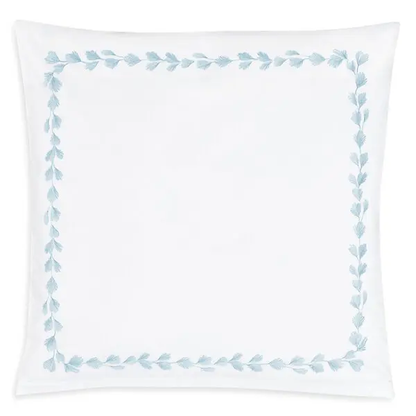 CHRISTIAN FISCHBACHER Foglia Embroidered Sateen Sham, Euro - Blue