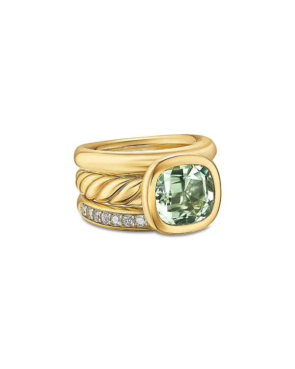 David Yurman Dy Mercer Ring With Prasiolite And Diamonds - Green/gold