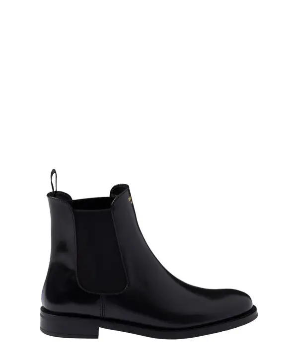 Prada Brushed Leather Ankle Boots - Black
