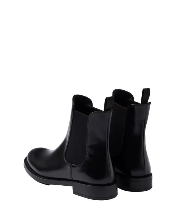 Prada Brushed Leather Ankle Boots - Black