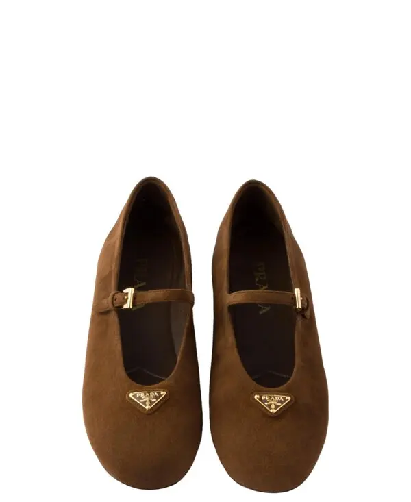 Prada Suede Ballerinas - Dark Brown