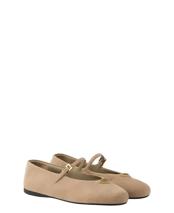 Prada Suede Ballerinas - Neutral