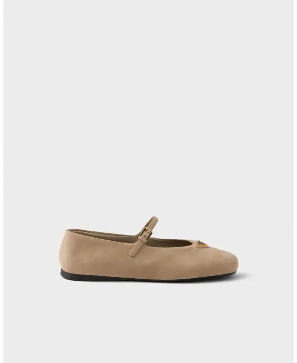 Prada Suede Ballerinas - Neutral