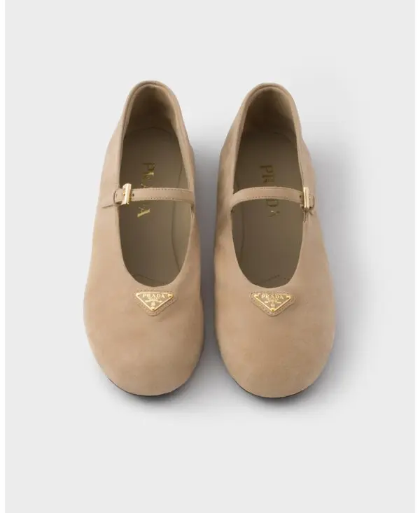 Prada Suede Ballerinas - Neutral