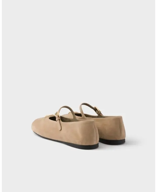 Prada Suede Ballerinas - Neutral
