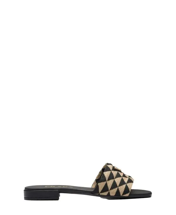 Prada Embroidered Fabric Slides