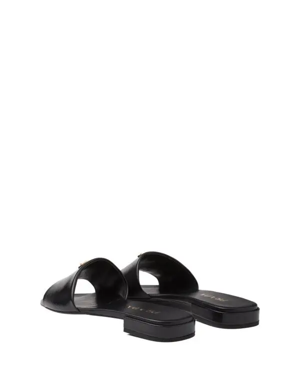 Prada Saffiano Patent Leather Slides - Black