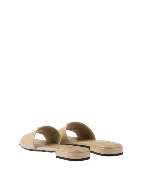 Prada Saffiano Patent Leather Slides - Neutral