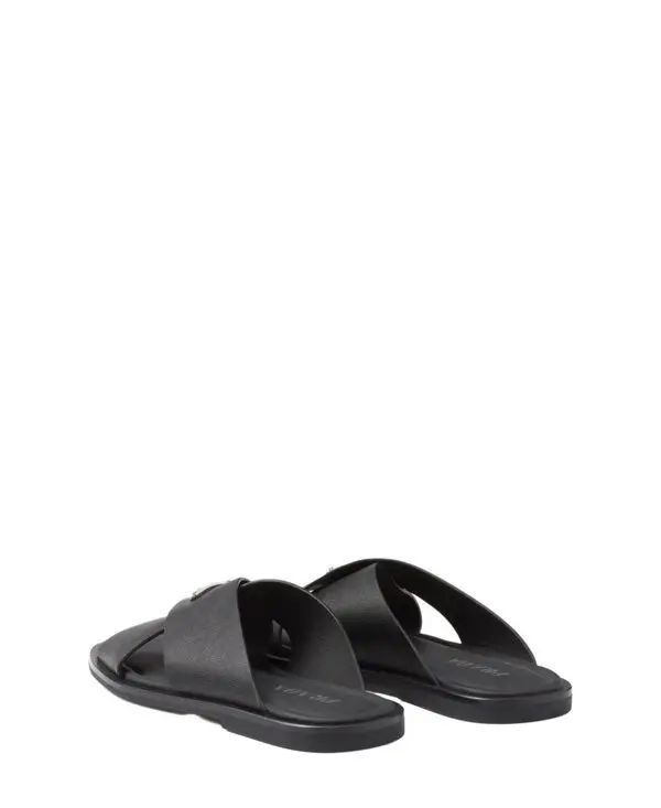 Prada Saffiano Leather Crisscross Slides