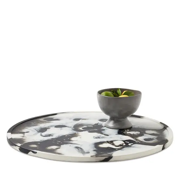 BLUE PHEASANT Hugo Swirled Lazy Susan, 24 - Black Swirled