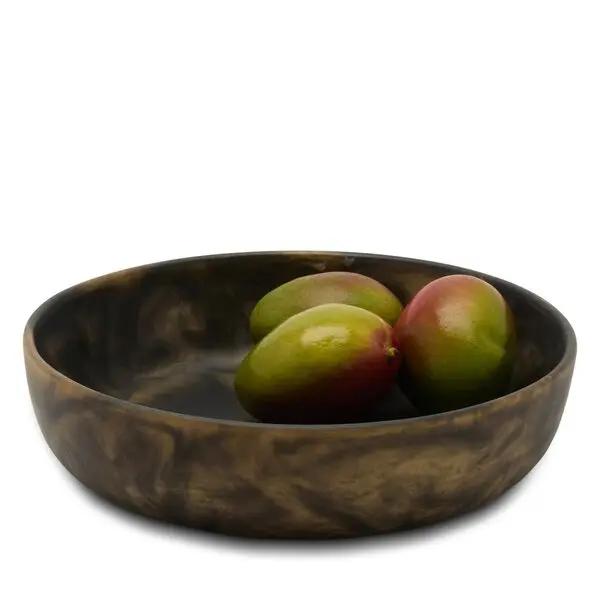 BLUE PHEASANT Hugo Black And Gold Swirled Resin Large Serving Bowl