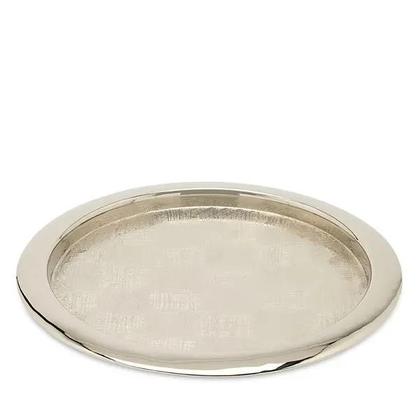 BLUE PHEASANT Sevasti Shiny Nickle Textured Stainless Steel Round Tray - No Color