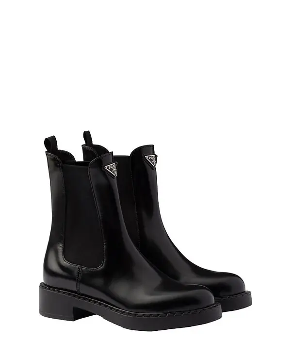 Prada Brushed Leather Chelsea Boots