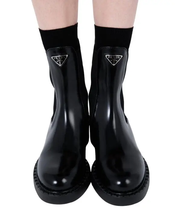Prada Brushed Leather Chelsea Boots