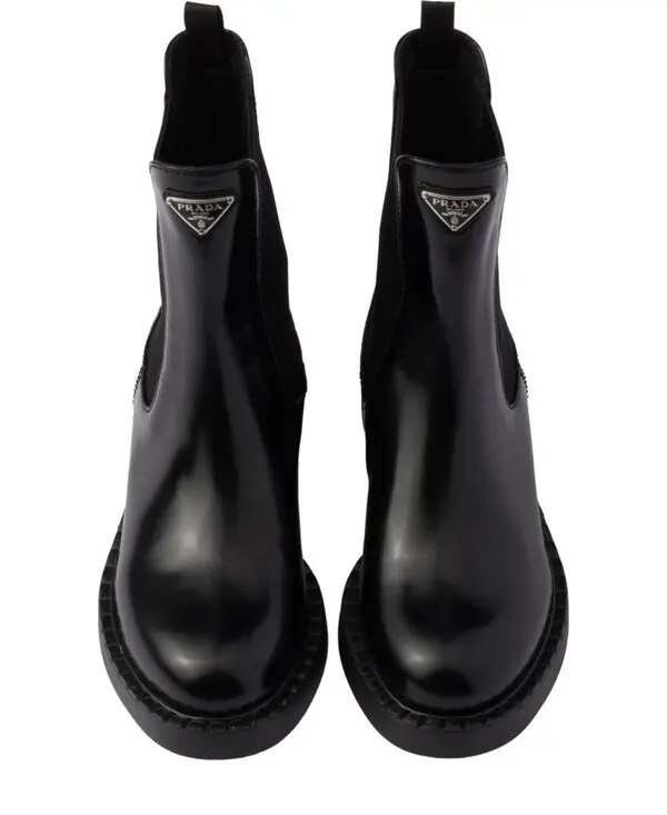 Prada Brushed Leather Chelsea Boots