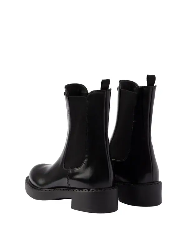 Prada Brushed Leather Chelsea Boots