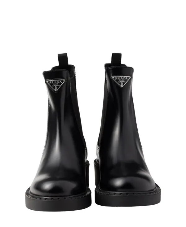 Prada Brushed Leather Chelsea Boots