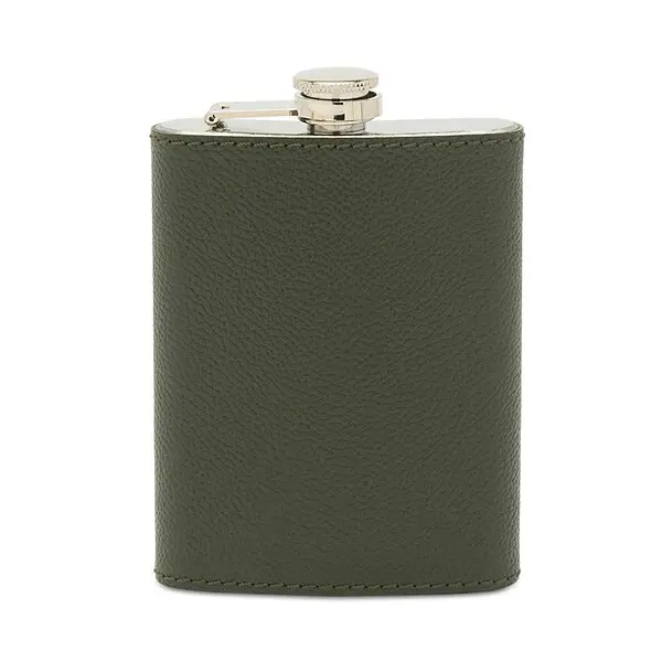 BLUE PHEASANT Warren Stainless Steel And Full Grain Leather Flask - Forest Green