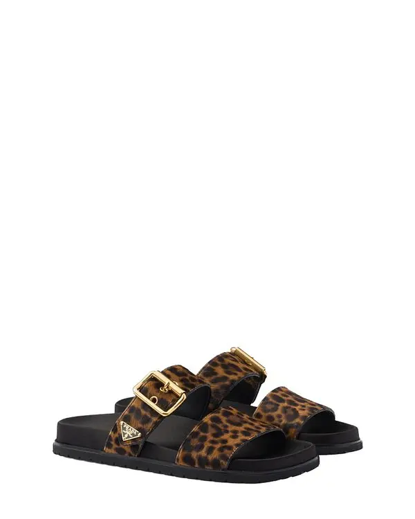Prada Printed Leather Slides - Neutral