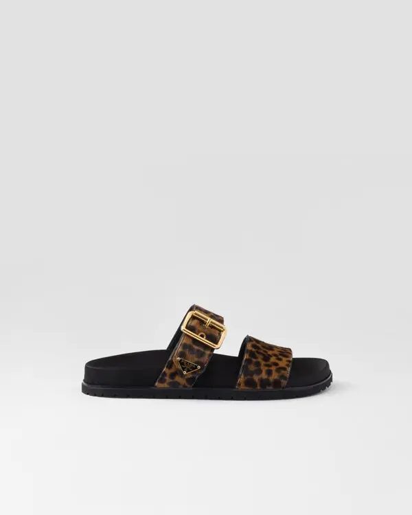 Prada Printed Leather Slides